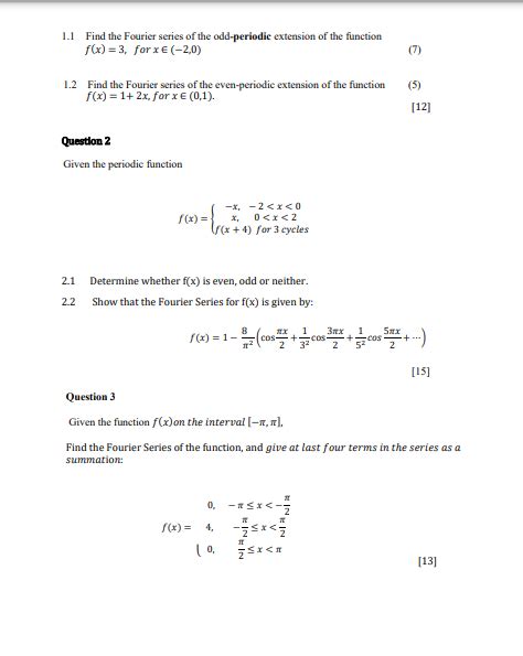 solved 1 1 find the fourier series of the odd periodic
