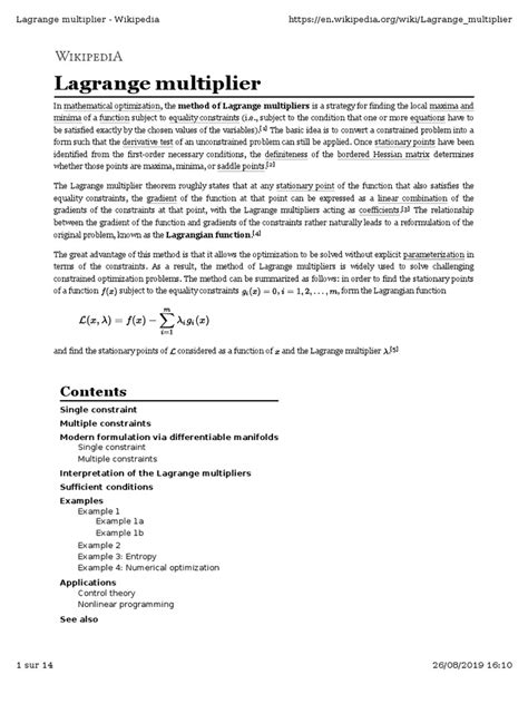 Lagrange Multipliers Pdf Mathematical Optimization Mathematical Analysis