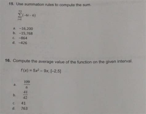solved 15 use summation rules to compute the sum 72