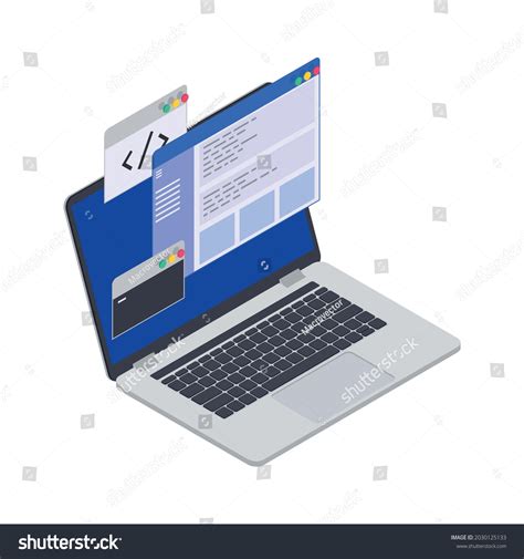 Programming Coding Development Isometric Icons Composition Stock Vector