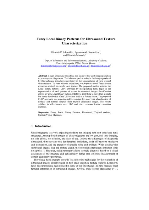 Pdf Fuzzy Local Binary Patterns For Ultrasound Texture Characterization