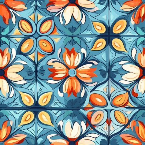Premium Ai Image A Close Up Of A Colorful Tile With A Flower Design Generative Ai