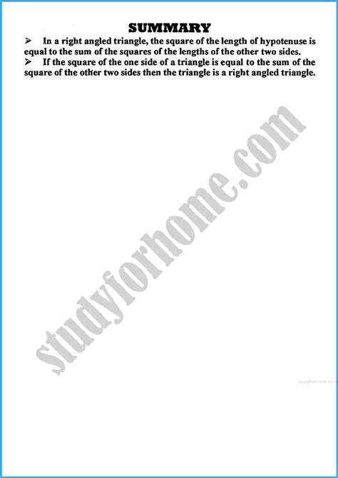 Solved Review Exercise 23 Pythagoras Theorem Mathematics 10th