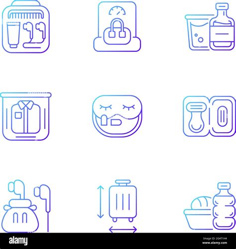 Essential Tourist Pack For Travel Gradient Linear Vector Icons Set Stock Vector Image And Art Alamy