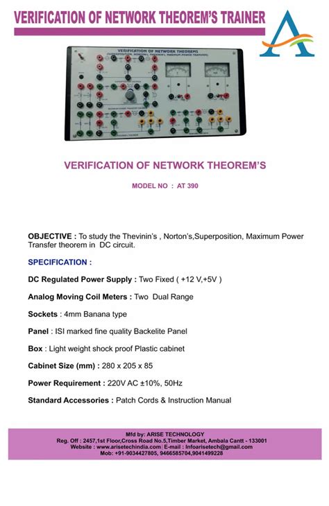 Network Theorem Trainer Kit For Laboratory Model Namenumber At 390 At Rs 4500piece In Ambala
