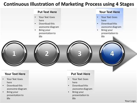 Business PowerPoint Templates Continuous Illustration Of Marketing Process Using Stages Sales