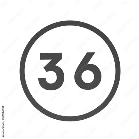Gray Number 36 In A Circle On A White Background Numbers And Numbers