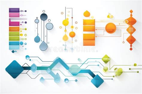 Stylized Flowchart Elements Presented On A Clean White Background For