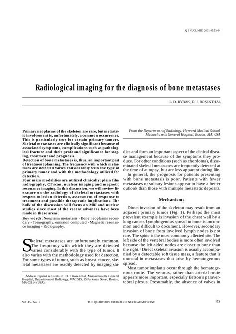 Pdf Radiological Imaging For The Diagnosis Of Bone Metastases