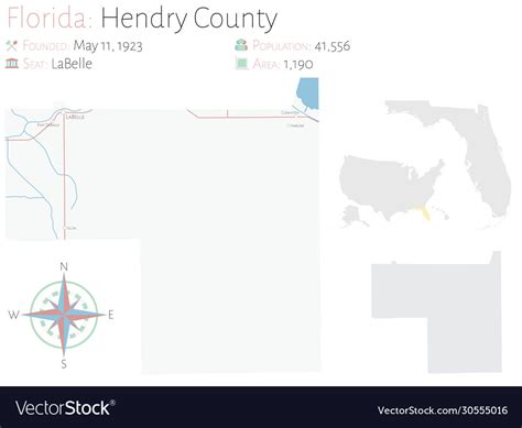 Map Hendry County In Florida Royalty Free Vector Image