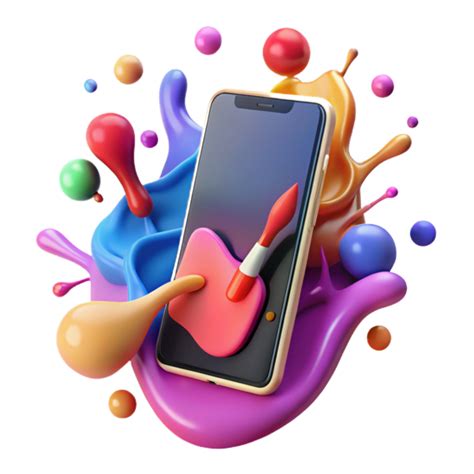 Mobile App Design Colorful Paint Splatter Concept PNG