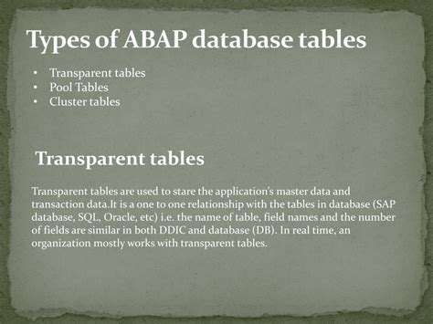 Ppt Sap Abap Database Table Powerpoint Presentation Free Download