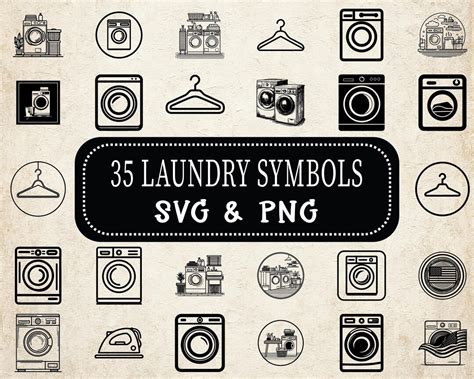 Laundry Symbols Svg Png Bundle Washing Care Icon Clipart Ironing