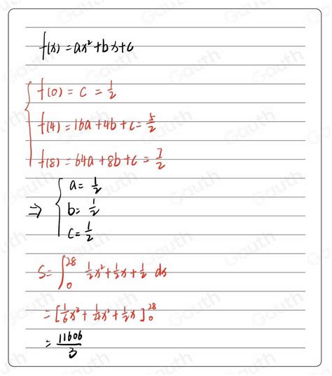 Solved Calculate The Area Enclosed By A Curve That Passes Through The Points 0 12 8 52