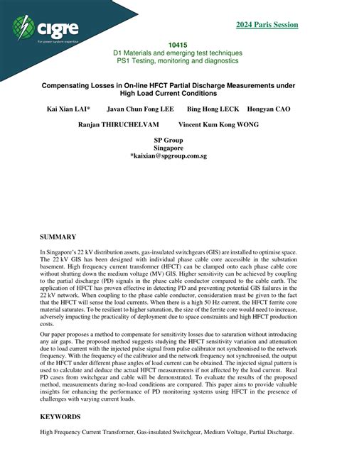 Pdf Compensating Losses In On Line Hfct Partial Discharge