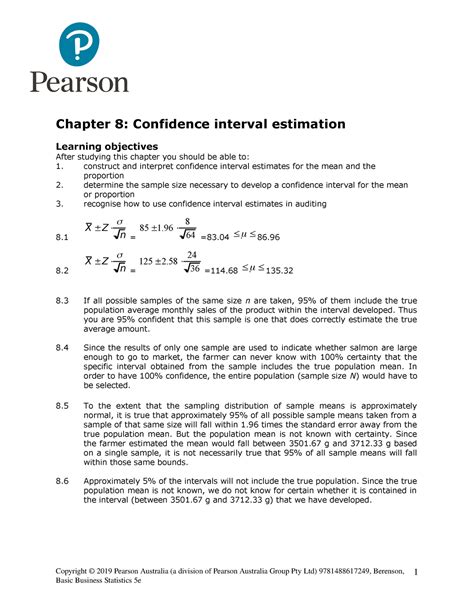Textbook Solution Chapter 8 Chapter 8 Confidence Interval Estimation