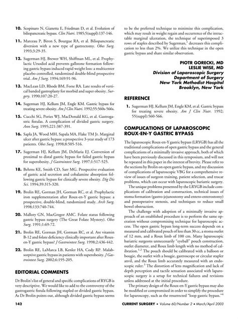 Pdf Complications Of Laparoscopic Roux En Y Gastric Bypass Dokumen Tips