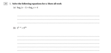 solved 20 1 ﻿solve the following equations for x ﻿ show