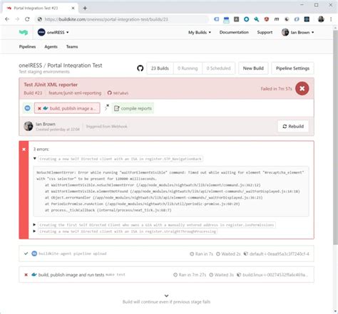 Buildkite And Nightwatchjs Error Reporting In Build Log Ian Brown