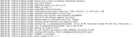 phpmyadmin mysql de xampp se detine de manera inesperada stack