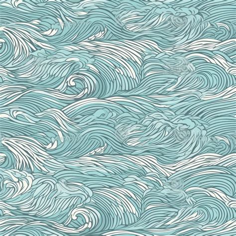 Rolling Waves And Clouds Pattern Seamless Tile Etsy