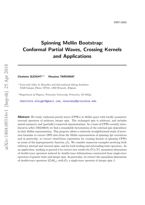 Pdf Spinning Mellin Bootstrap Conformal Partial Waves Crossing