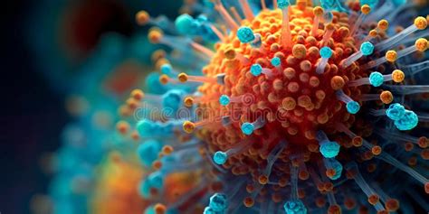 Virus Particle Showing Its Characteristic Shape And Surface Features Generative Ai Stock