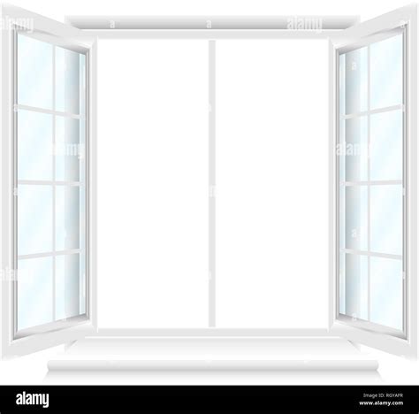 Opened White Window Frame Isolated On White Background Opened Realistic Vector Window Element