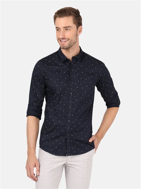 Buy Printed Full Sleeve Navy Shirt Online India Crocodile