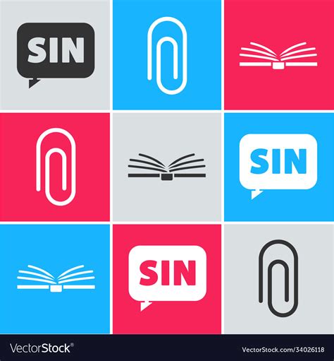 Set Mathematics Function Sine Paper Clip And Open Vector Image
