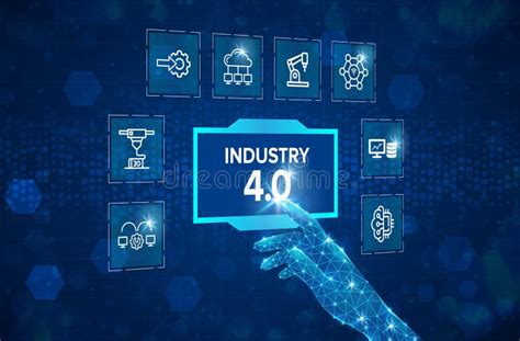 Industry 4 0 Or Digital Transformation Concept Illustration Production On Virtual Screen Stock