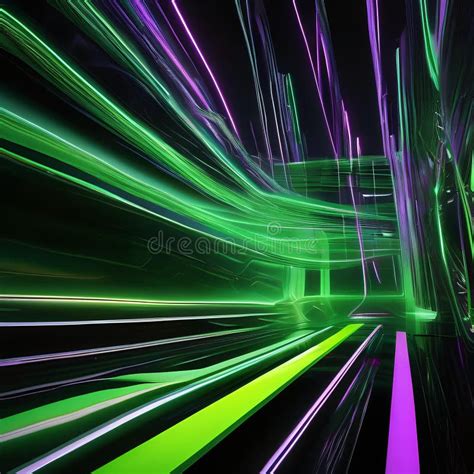 Dynamic 3d Composition Featuring Vivid Green Neon Lines Creating An Abstract Masterpiece Against