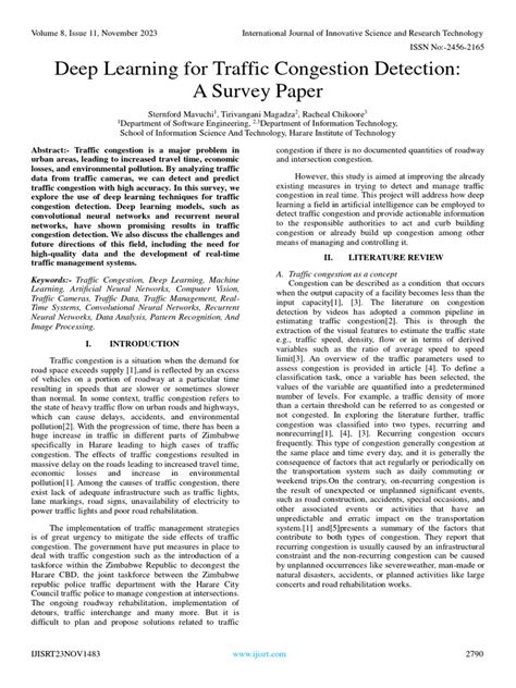 Deep Learning For Traffic Congestion Detection A Survey Paper Pdf Deep Learning