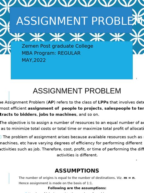 Part 5 Assignment Problem Pdf Mathematical Concepts Mathematical