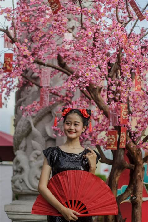 Cheongsam 검은 머리 고요한 긴 머리 꽃 꽃 모양의 머리 장식 동아시아 레드 뷰티 마음 흐뭇한 메이크업 문화 다양성 문화적 문화적 복장
