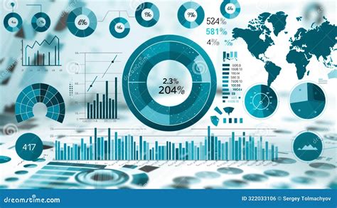 data visualization charts and graphs with world map and percentages