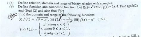 solved 1 a define relation domain and range of binary