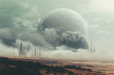 A Sci Fi Scene Where Advanced Technology Is Transforming A Distant Planet To Support Human Life