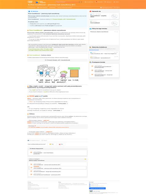 First Conditional Pierwszy Tryb Warunkowy A2 B1 Dlaucznia Pl Pdf