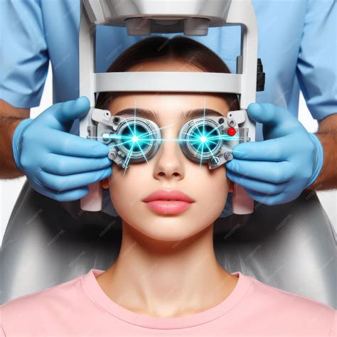 Premium Photo A Girl Undergoes Laser Vision Correction Isolated On White Background