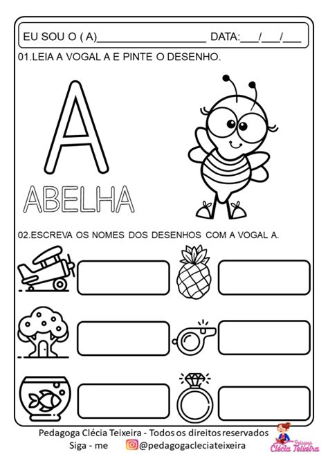 Aprendendo As Vogais Brincando De Colorir Cl Cia Teixeira