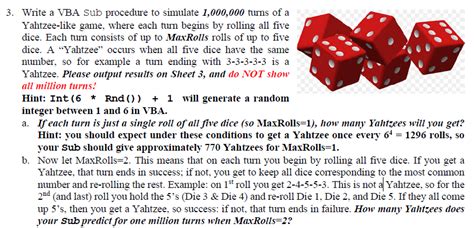 Solved Write A VBA Sub Procedure To Simulate Chegg