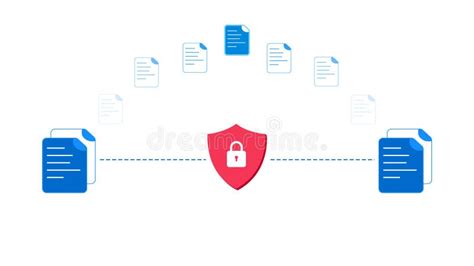 Secure And Protected Data Sharing Minimalist Design With Blue Files And Lock In The Center
