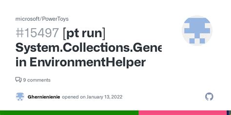 Pt Run Systemcollectionsgenerickeynotfoundexception In Environmenthelper · Issue 15497