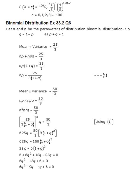 RD Sharma Class Solutions Maths Chapter Binomial Distribution Ex