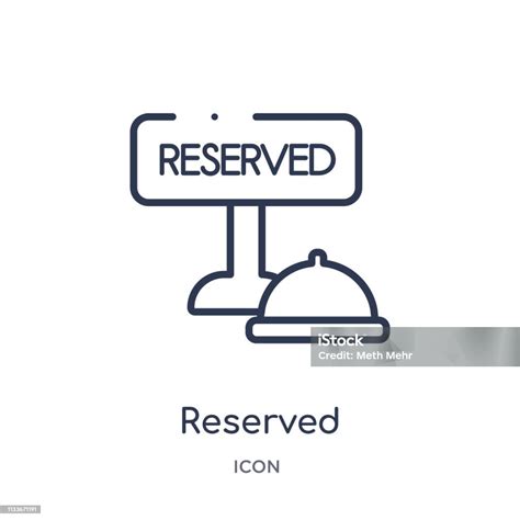 호텔 및 레스토랑 개요 컬렉션에서 선형 예약 아이콘입니다 얇은 선 예약 아이콘 흰색 배경에 고립입니다 예약 된 유행 그림 0명에 대한 스톡 벡터 아트 및 기타 이미지