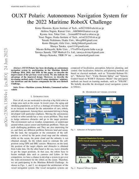 Ouxt Polaris Autonomous Navigation System For The 2022 Maritime Robotx
