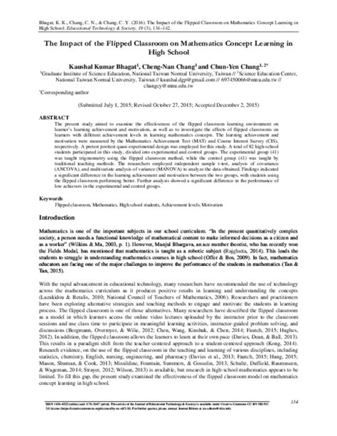 Pdf The Impact Of The Flipped Classroom On Mathematics Concept