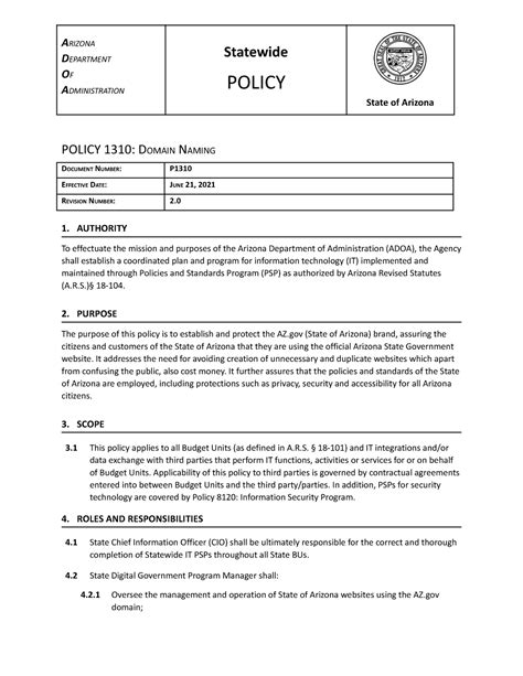 P1310 Domain Naming Policy Arizona Department Of Administration Statewide Policy State Of P1310 Domain Naming Policy Arizona Department Of Administration Statewide Policy State Of