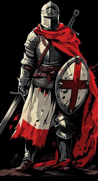 Premium Photo Crusader Portrait With Chainmail And Surcoat Holding A